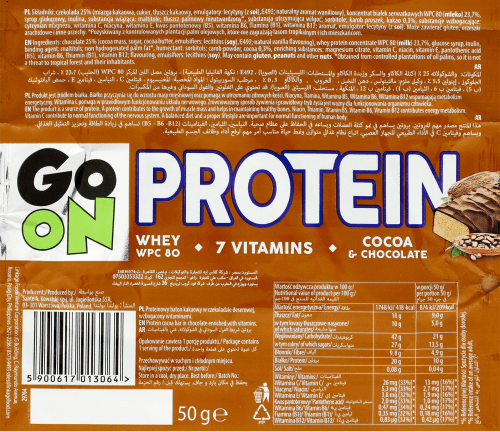 Go On Baton Proteinowy Kakaowy, 50 g kupuj online, zawsze w najniższych ...