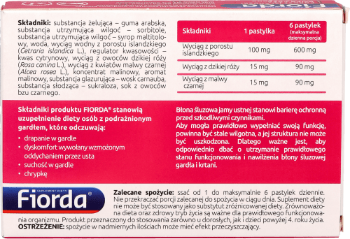 FIORDA Pastylki do ssania o smaku malinowym, 30 szt. kupuj online ...