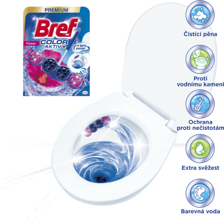 Bref WC blok Color Aktiv Flower 3x50 g, 150 g | dm.cz