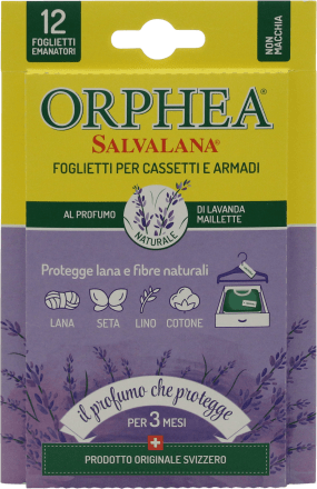 ORPHEA Salvalana - Foglietti per cassetti e armadi al profumo di lavanda Maillette, 12 pz ...