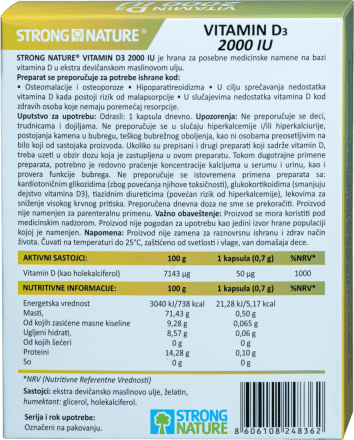 STRONG NATURE VITAMIN D3 2000IU, 21 g povoljna online kupovina | dm.rs