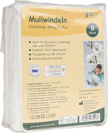 Grünspecht Mullwindeln, 80x80 cm, weiß, 8 St dauerhaft günstig online ...