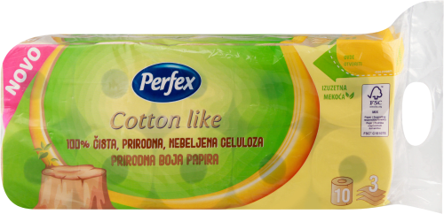 Perfex Cotton like prirodna boja papira - toalet papir, 10 kom povoljna ...