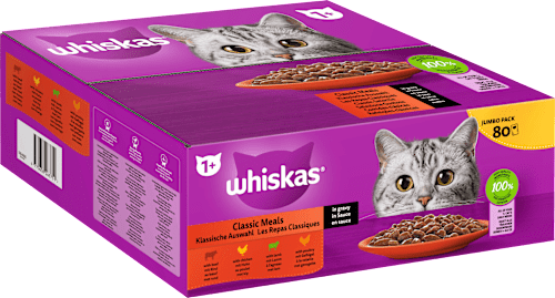 Whiskas Nassfutter Katze klassische Auswahl in Sauce, Adult 1 ...