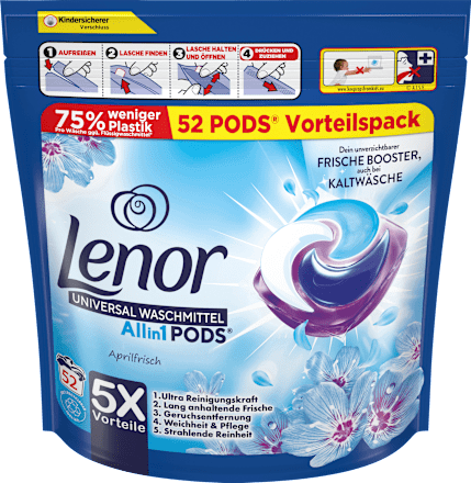 Lenor Vollwaschmittel Pods Aprilfrisch, 104 Wl dauerhaft günstig online kaufen | dm.de
