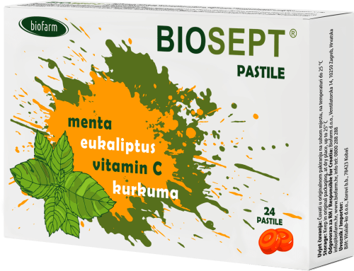 biofarm Biosept pastile za grlo – menta, eukaliptus, vitamin C i ...