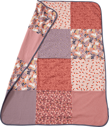 ALANA Decke mit Patchwork-Muster, rosa & blau, ca. 100x75cm, 1 St ...