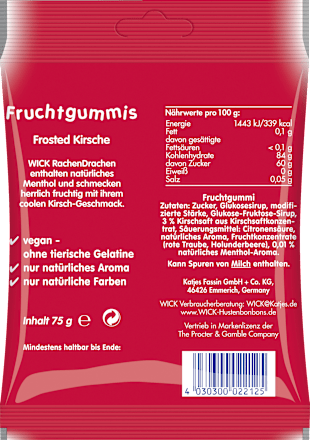 Wick Fruchtgummi Rachen Drachen Frosted Kirsche, 75 g | dm.at