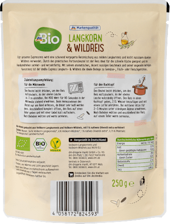 dmBio Langkorn & Wildreis mit Olivenöl verfeinert, Express, 250 g dauerhaft günstig online ...