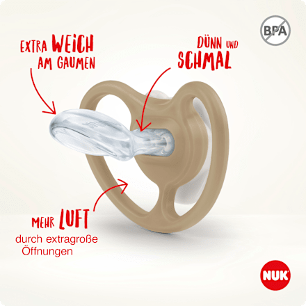 NUK Schnuller Space Silikon, gelb/aprikose, ab 18 Monate, 2 St ...