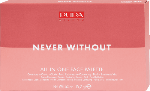 PUPA Never Without paleta za lice – 002 Medium Skin, 15,2 g | dm.hr