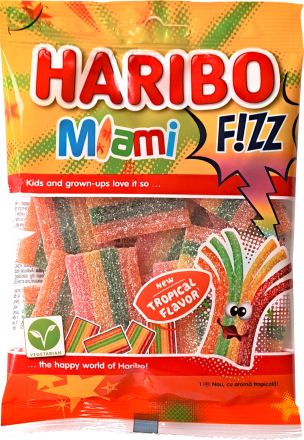 Haribo Miami F!ZZ gumene bombone u trakicama - tropical ukus, 85 g uvek ...