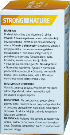 STRONG NATURE Vitamin C+Cink, 60 g | dm.rs
