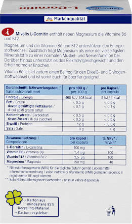 Mivolis L-Carnitin Kapseln, 60 St, 59 g dauerhaft günstig online kaufen ...
