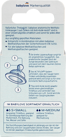 babylove Trinksauger Weithals Silikon, Gr. S, anatomisch, Universalgröße, von Geburt an, 2 St ...
