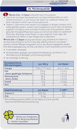 Mivolis Zink + C Depot Kapseln 60 St., 60 St dauerhaft günstig online ...