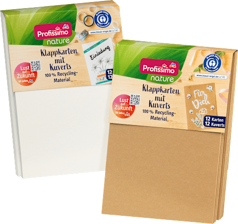 Profissimo nature Klappkarten-Set mit Kuverts aus Recycling-Material ...