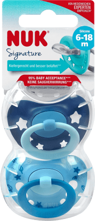 NUK Schnuller Signature 6-18 Monate sortiert, 2 St dm Dauerpreis: Immergünstig einkaufen | dm.at