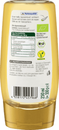 dmBio Sirop de agave, 250 ml | dm.ro