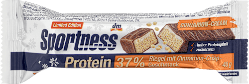 Sportness Proteinriegel 37%, Cinnamon Crisp Geschmack, 40 g dauerhaft ...