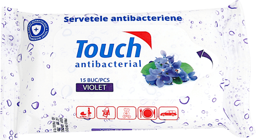 Touch Șervețele umede antibacteriene violet, 15 buc | dm.ro