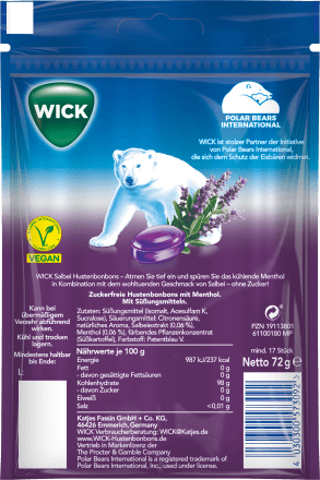 Wick Bonbons Salbei mit Menthol zuckerfrei, 72 g dm Dauerpreis ...