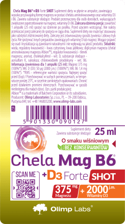 OLIMP LABS Suplement diety Chela-Mag B6+D3 Forte Shot o smaku wiśniowym ...