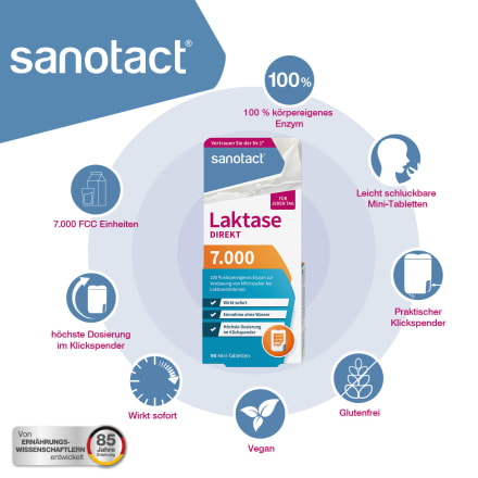 sanotact Laktase 7000 Direkt Mini Tabletten 90 St, 7,1 g dauerhaft ...
