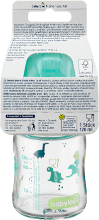 babylove Babyflasche aus Glas Weithals türkis, von Geburt an, 120 ml, 1 St dauerhaft günstig ...
