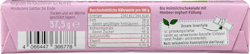 dmBio Bio tejcsokoládé-szelet, málnás-joghurtos, 37,5 g Vásároljon ... dmBio Bio tejcsokoládé-szelet, málnás-joghurtos, 37,5 g Vásároljon ...