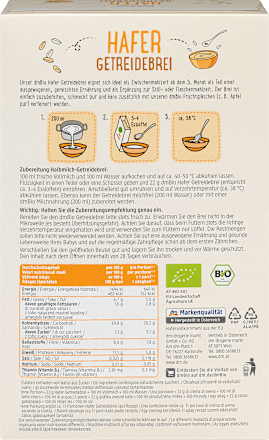 dmBio Bio gabonapép zabbal, teljes kiőrlésű bio zabból, 5. hónapos ...