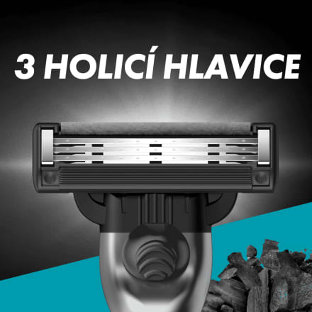 Gillette Mach3 Charcoal holicí strojek + 2 náhradní hlavice, 1 ks | dm.cz