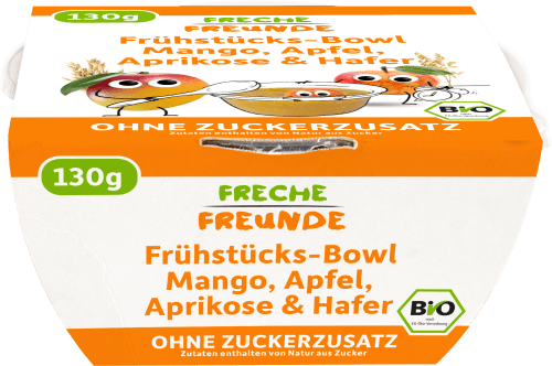 Freche Freunde Bio Frühstücksbowl mit Mango, Apfel, Aprikose und Hafer, 130 g | dm.at