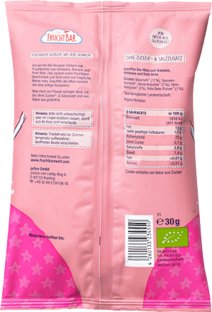 FruchtBar Kindersnack Bio-Knusper-Einhörner, Mais, Himbeere, Banane ...
