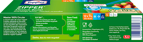 Toppits Zipper Allzweckbeutel 1 L, 12 St dauerhaft günstig online ...
