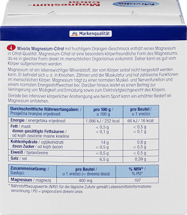 Mivolis Magnesium-Citrat, Granulat 20 Btl., 120 g dauerhaft günstig ...