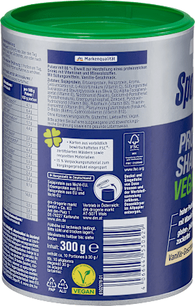 Sportness Proteinpulver, Protein Shake Vegan, Vanille-Geschmack, 300 g ...