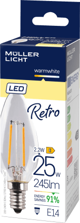 Müller Licht LED Retro Kerze 25W E14 245lm, 1 St dauerhaft günstig ...