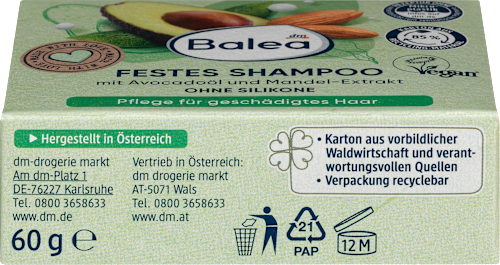 Balea Șampon solid cu ulei de avocado și extract de migdale, 60 g ...