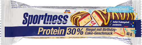 Sportness Proteinriegel 30%, Birthday Cake Geschmack, 40 g dauerhaft ...