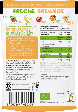 Freche Freunde Kindersnack Smoothie Chips Exotik mit Joghurt ab 3 ...