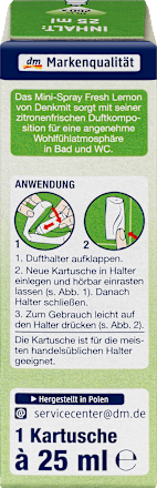 Denkmit WC osvěžovač vzduchu mini sprej Fresh Lemon náhradní náplň, 25 ...