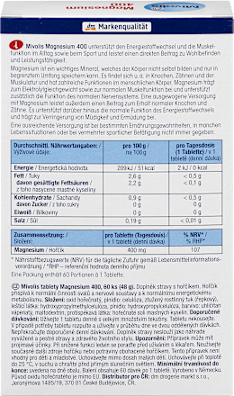 Mivolis Magnesium 400 Tabletten 60 St, 48 g dauerhaft günstig online ...