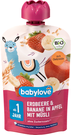 babylove Quetschie Erdbeere-Banane in Apfel mit Müsli ab 1 Jahr, 100 g dauerhaft günstig online ...
