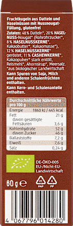 dmBio Bliss Balls, Nuss-Nougatfüllung, 60 g dauerhaft günstig online kaufen | dm.de