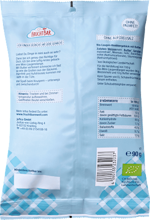 FruchtBar Kindersnack Mini-Laugenstangen mit Butter, ab 3 Jahren, 90 g ...