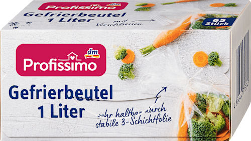 Profissimo Gefrierbeutel 1 l mit Verschlüssen, 65 St dauerhaft günstig online kaufen | dm.de