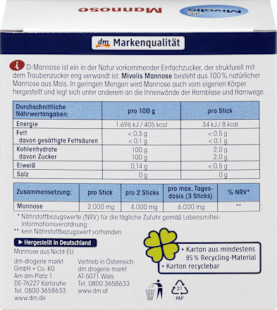 Mivolis Mannose 20 Sticks, 40 g dauerhaft günstig online kaufen | dm.de