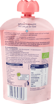 babylove Quetschie Pfirsich & Banane in Apfel ab 1 Jahr, 100 g dauerhaft günstig online kaufen ...
