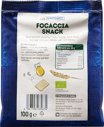 dmBio Focaccia Snack, 100 g dauerhaft günstig online kaufen | dm.de